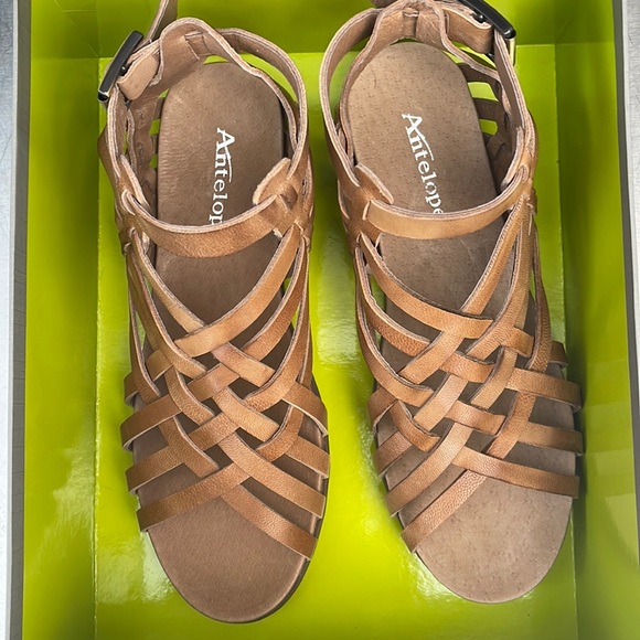 Antelope | Shoes | Antelope Rachel Cognac Leather Sandals New In Box ...